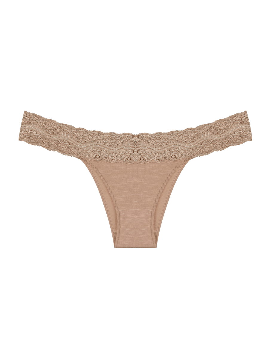 CALZÓN BIKINI EN MODAL Y DETALLE DE ENCAJE | Color Beige Ballet