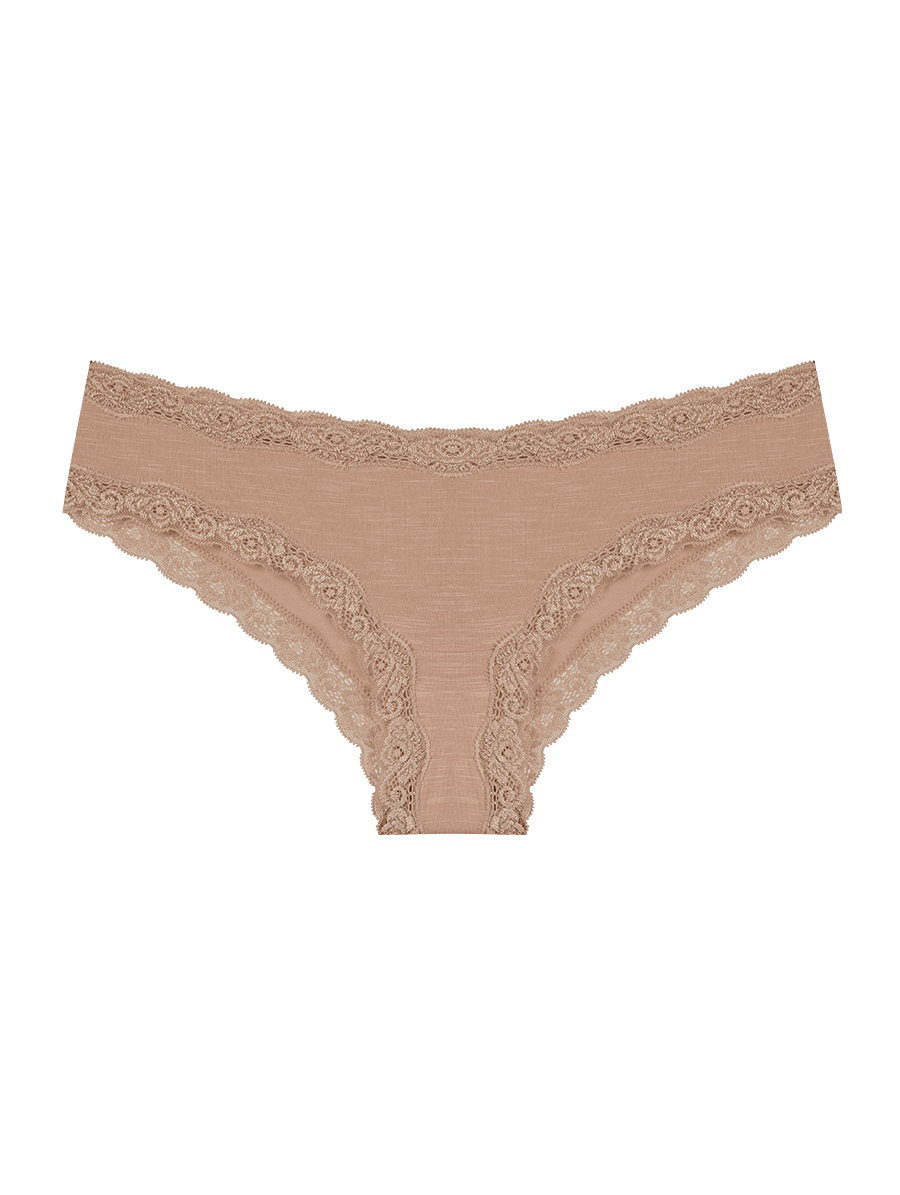 CALZÓN TANGA BRASILEÑA EN MODAL CON DETALLE DE ENCAJE | Color Beige Ballet